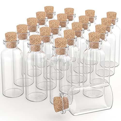 Axe Sickle 10 mL Cork Stopper Glass Bottles Mini Transparent Glass Bottles 24 Pcs.