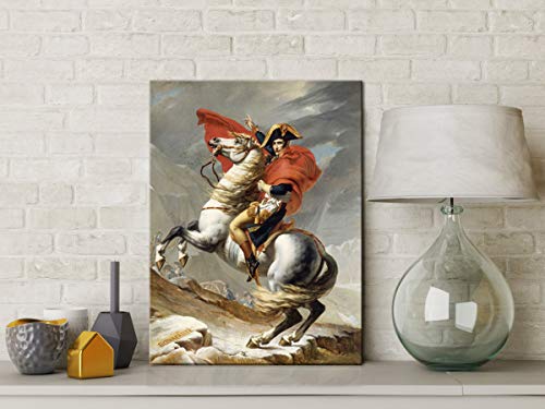Wieco Art Napoleon Crossing The Alps of Jacques-Louis David Oil Paintings Reproduction Abstract HD Prints Wall Decor Classic Artwork for Home & Office Decoration