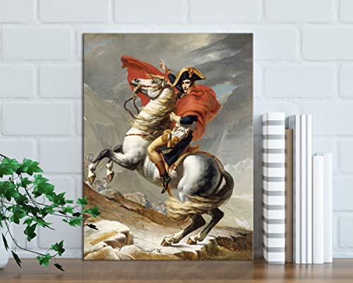 Wieco Art Napoleon Crossing The Alps of Jacques-Louis David Oil Paintings Reproduction Abstract HD Prints Wall Decor Classic Artwork for Home & Office Decoration