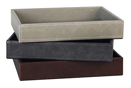 Vixdonos Leather Valet Tray,Rectangular Catchall Tray,Counter Organizer for Key,Jewelry,Perfume,Glasses and Watches(Brown)