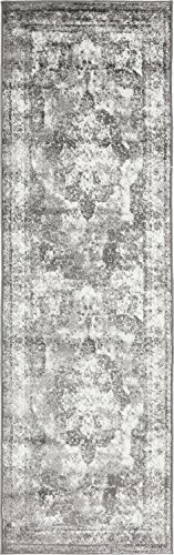 Unique Loom Sofia Collection Area Rug - Salle Garnier (2' x 6' 9" Runner, Gray/ Ivory)