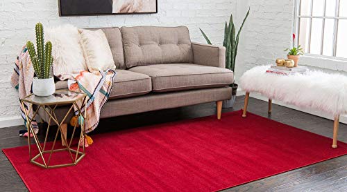 Unique Loom Williamsburg Collection Casual Transitional Solid Vibrant Area Rug, 5 x 8 ft, Red