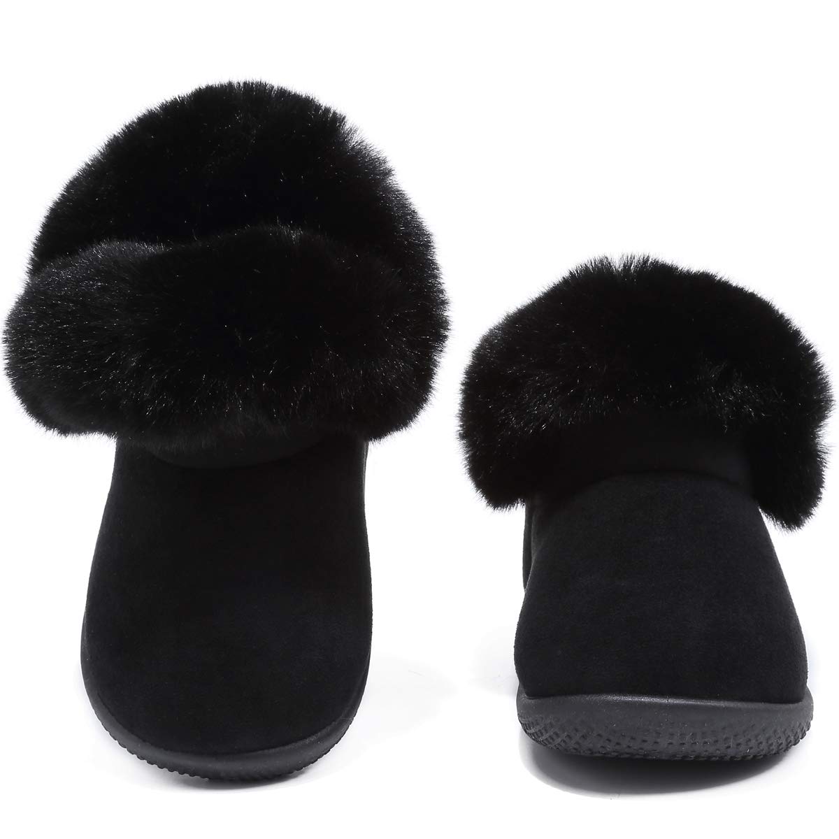 KEESKY Toddler Boots for Girls Suede Warm Fur Lined Ourdoor Footwear Black Size 3.5 M Toddler