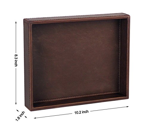 Vixdonos Leather Valet Tray,Rectangular Catchall Tray,Counter Organizer for Key,Jewelry,Perfume,Glasses and Watches(Brown)