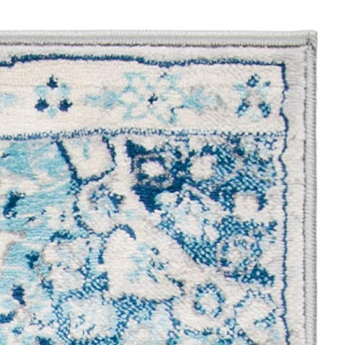 SAFAVIEH Brentwood Collection 9' x 12' Navy / Light Grey BNT849M Medallion Distressed Non-Shedding Living Room Bedroom Dining Home Office Area Rug