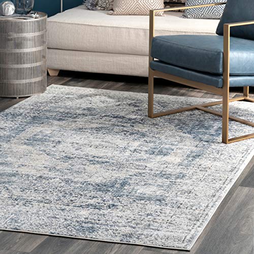 nuLOOM Jayla Barbed Iris Medallion Area Rug, 6' 7" x 9', Blue