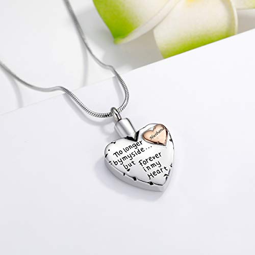 RIMZVIUX Heart Urn Necklace for Ashes Stainless Steel Cremation Necklaces for Ashes Cremation Jewelry for Human Ashes (Husband) …