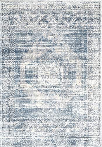 nuLOOM Jayla Barbed Iris Medallion Area Rug, 6' 7" x 9', Blue
