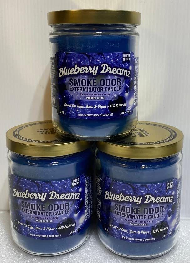 Smoke Odor Exterminator 13 oz Jar Candles Blueberry Dreamz, Set of Three Candles
