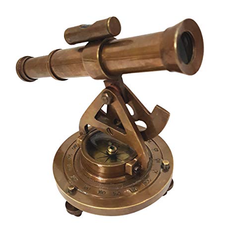Antique Brass Nautical Alidade Telescope Compass Surveying Theodolite Marine Home/Office Table Decor Antique Survey Transit Telescope Instrument Compass
