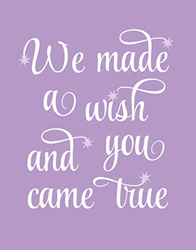 The Studio Resource, Inc. White and Purple We Made A Wish And You Came True Dandelion and Butterfly Nursery Print; 3-8x10 Paper Poster