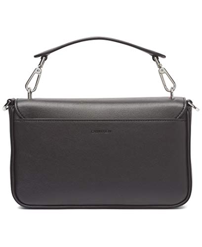 Calvin Klein Statement Series Lock Daytonna Leather Flap Convertible Shoulder Bag & Crossbody, Black Multi Print