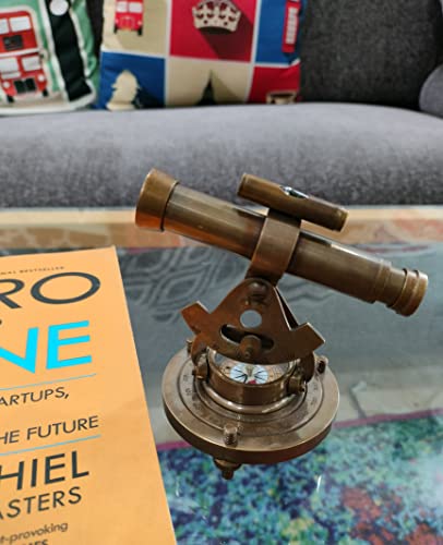 Antique Brass Nautical Alidade Telescope Compass Surveying Theodolite Marine Home/Office Table Decor Antique Survey Transit Telescope Instrument Compass