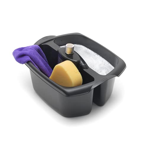 Addis Utility Cleaning Caddy with Twin Compartment and Handle, Black, 32 x 38.5 x 20 cm