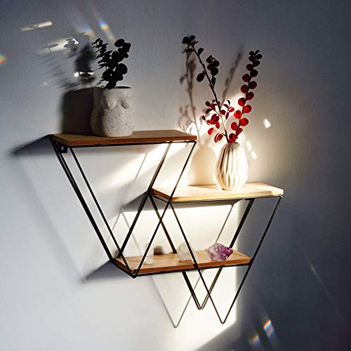 Truu Design Decorative Wall Accent Wooden Floating Shelf, 16 x 17.5 inches, Black - Triangle