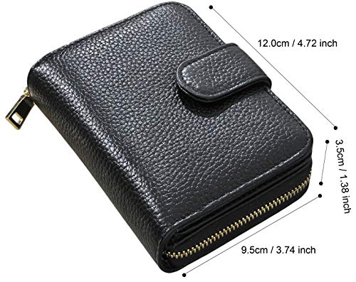 Beurlike Women's RFID Credit Card Holder Organizer Case Leather Security Wallet (Black)