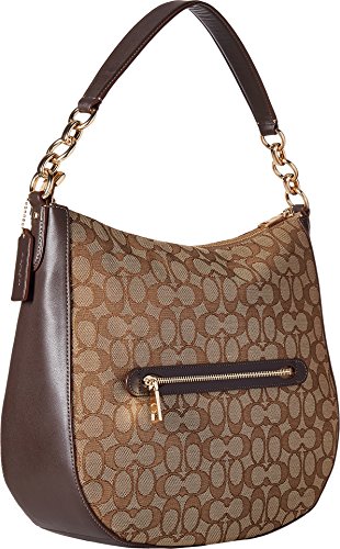 COACH Chelsea 32 Hobo in Signature Li/Khaki/Brown One Size