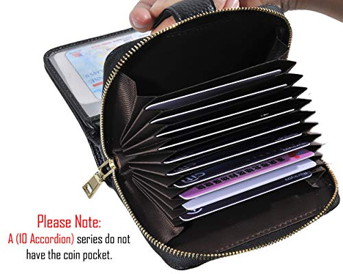 Beurlike Women's RFID Credit Card Holder Organizer Case Leather Security Wallet (Black)