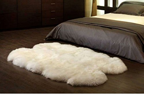 Windward Natural Sheepskin Plush Area Rug Bright White Color Approx 73"x43" Extra Soft Touch of Luxury