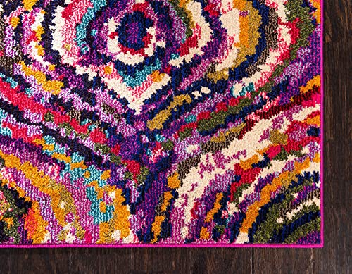 Unique Loom Estrella Collection Colorful, Abstract, Geometric, Gradient, Modern Area Rug, 3 ft 3 in x 5 ft 3 in, Multi/Pink