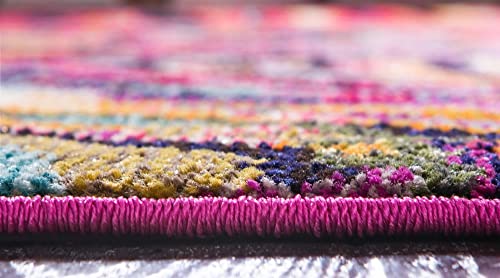 Unique Loom Estrella Collection Colorful, Abstract, Geometric, Gradient, Modern Area Rug, 3 ft 3 in x 5 ft 3 in, Multi/Pink