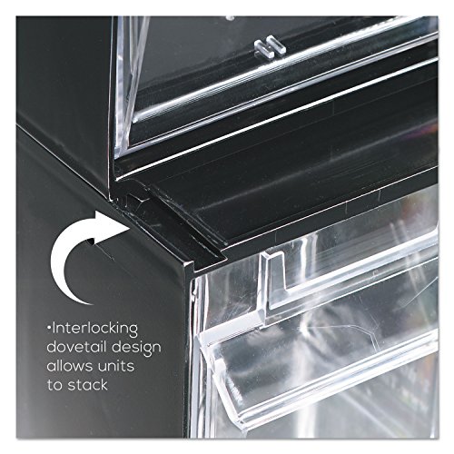 deflecto 20304OP Tilt Bin Plastic Storage System, 3 Bins, 23 5/8 x 7 3/4 x 9 1/2, Black