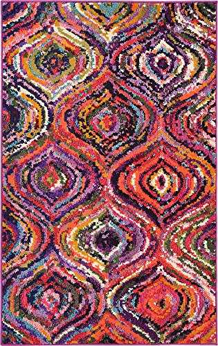 Unique Loom Estrella Collection Colorful, Abstract, Geometric, Gradient, Modern Area Rug, 3 ft 3 in x 5 ft 3 in, Multi/Pink