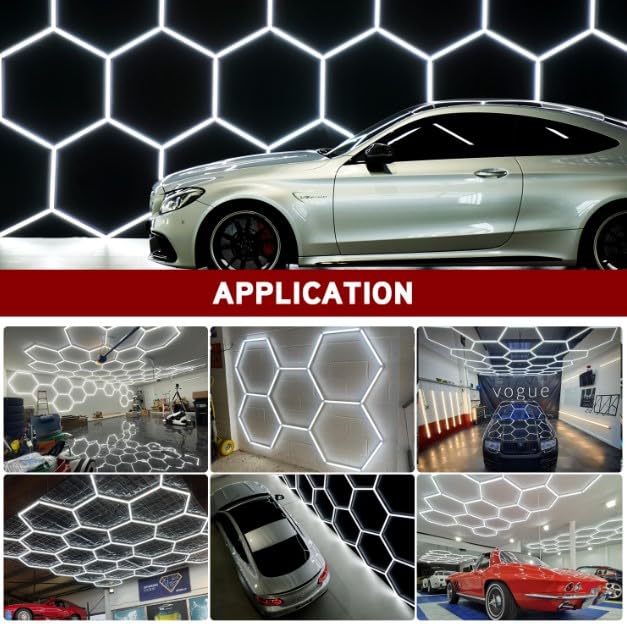 Hexagon LED Lights Wall Lights Detail Shop Gym Barber Shop Garage Lights (14 Hexagon with Border Light)