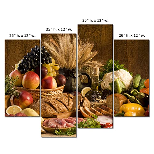 First Wall Art Modern 4 Panels Canvas Fresh Fruit On The Table Kitchen Wall Art Painting The Picture Print On Canvas Food Pictures Colorful