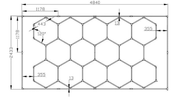 Hexagon LED Lights Wall Lights Detail Shop Gym Barber Shop Garage Lights (14 Hexagon with Border Light)