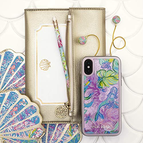 Lilly Pulitzer Women's Vegan Leather Gold Clutch Purse, Travel Wallet with Pocket Notepad, Metallic Gold