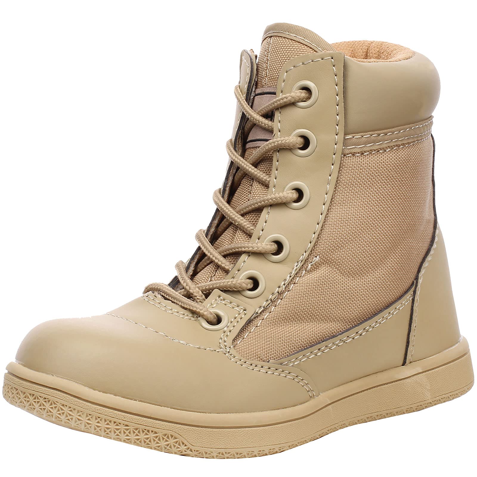 zpllsbratos Boys Girls Outdoor Ankle Hiking Boots Trekking Walking Shoes Military Work Combat Jungle Boots(Brown,Label 33-US Little Kid 1.5)