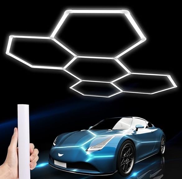 Hexagon LED Lights Wall Lights Detail Shop Gym Barber Shop Garage Lights (14 Hexagon with Border Light)