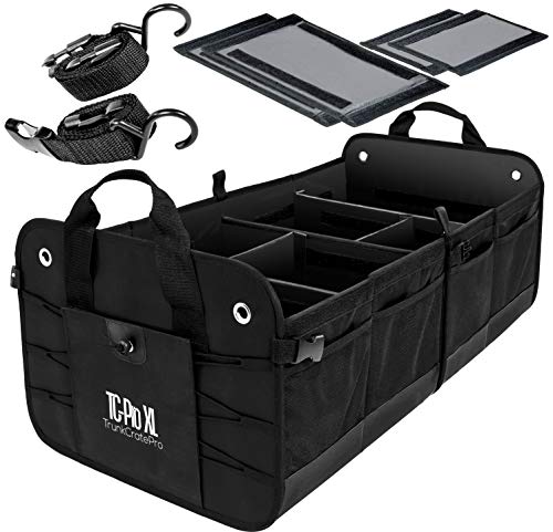 TRUNKCRATEPRO trunk organizer for suv, truck, car, vehicles, rv, jeep, van - Premium Multi Compartments Collapsible cargo car Storage & car accessories for women, men (Extra Large, Black) 36.22" (L) x 17.13" (W) x 12.5” (H)