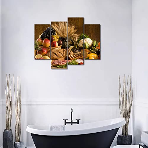 First Wall Art Modern 4 Panels Canvas Fresh Fruit On The Table Kitchen Wall Art Painting The Picture Print On Canvas Food Pictures Colorful