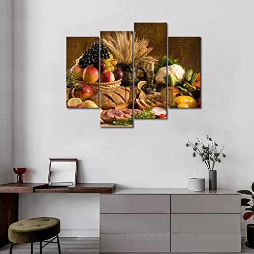First Wall Art Modern 4 Panels Canvas Fresh Fruit On The Table Kitchen Wall Art Painting The Picture Print On Canvas Food Pictures Colorful