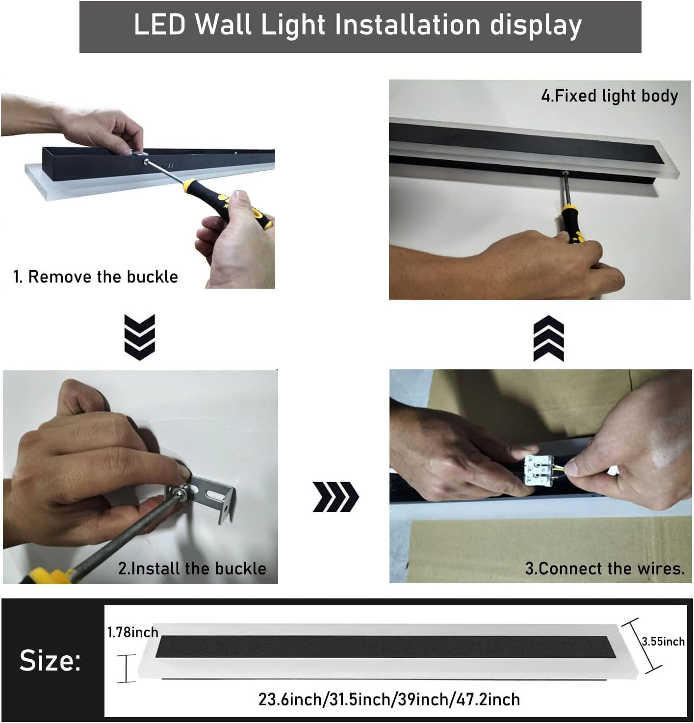 RGZZUP 2Pack 71INCN Long Outdoor Modern LED Wall Light,55W Waterproof IP65 Warm White 110V led Wall Mount Lighting Fixture Rectangular Black Wall Lights Elegant Frosted White Acrylic Anti Rust
