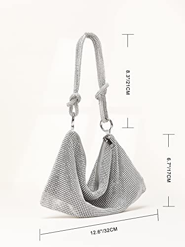 AIJUN Women's Rhinestone Purse Evening Bags Sparkly Glitter Hobo Handbag Triangle Clutch Purses for Women Evening Party Prom Cocktail