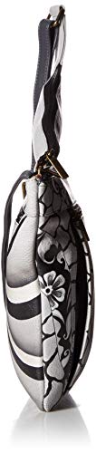 Anna by Anuschka womens Medium Anna Anuschka Handpainted Women s Genuine Leather Asymmetric Slim Crossbody Bag with Zippered Poc, Patchwork Pewter, One Size US