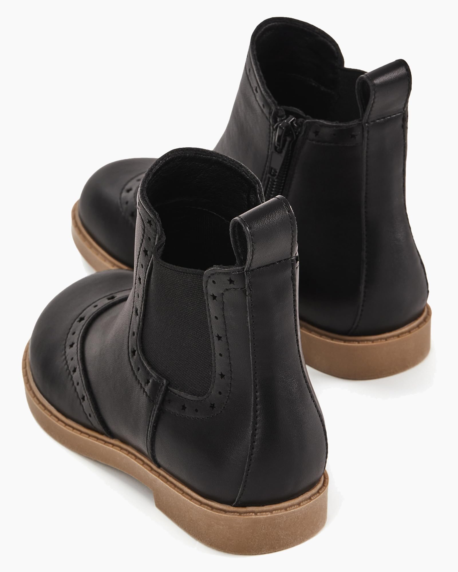 Coutgo Girls Chelsea Ankle Boots Side Zipper Comfortable Combat Dress Booties for Toddler/Little Kid/Big Kids, Black, Size 9