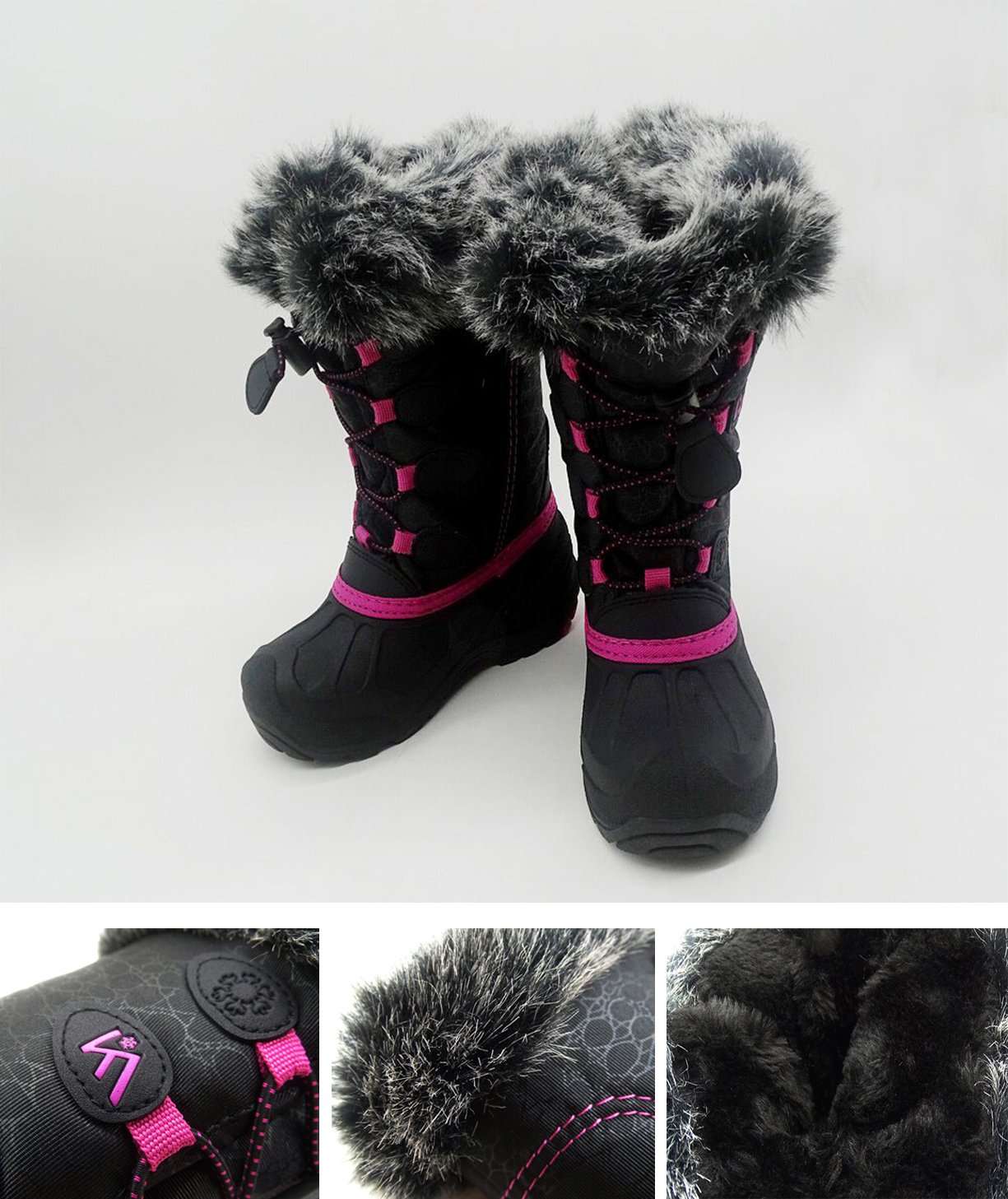 ICEFACE Kids Winter Snow Boots Waterproof and Insulated for Girls and Boys (11 M US Little Kid, Pink)