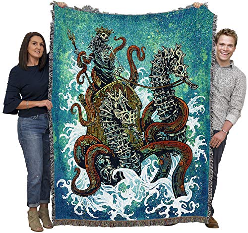 Pure Country Weavers Neptune Skeleton Blanket by David Lozeau - Gift Fantasy Tapestry Throw Woven from Cotton - Made in The USA (72x54)