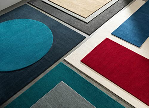 Brockton Solid Wool Modern Farmhouse Area Rug - Suitable for Living Room Bedroom -0 Wool - Hand Loomed - Medium Pile - Beige, Cream - 6' x 9'