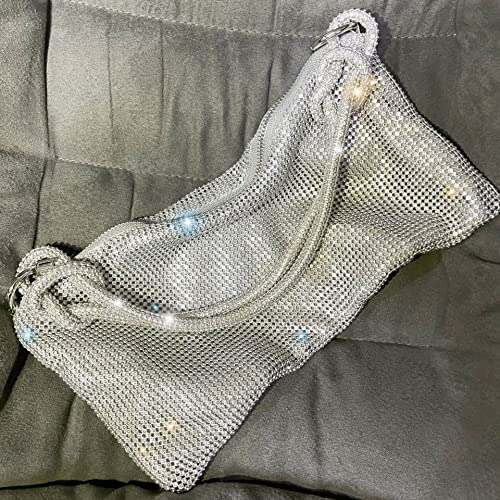 AIJUN Women's Rhinestone Purse Evening Bags Sparkly Glitter Hobo Handbag Triangle Clutch Purses for Women Evening Party Prom Cocktail
