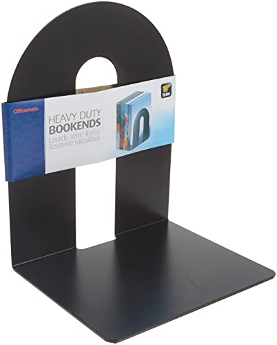 Officemate Heavy Duty 10" Bookends, Non-Skid Base, Black, Pair (93142)