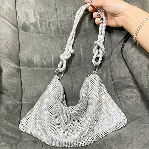 AIJUN Women's Rhinestone Purse Evening Bags Sparkly Glitter Hobo Handbag Triangle Clutch Purses for Women Evening Party Prom Cocktail