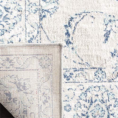 SAFAVIEH Brentwood Collection 9' x 12' Light Grey/Blue BNT854G Oriental Floral Scroll Non-Shedding Living Room Bedroom Dining Home Office Area Rug