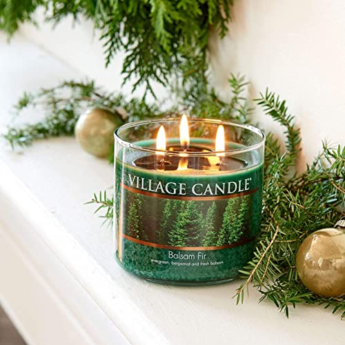 Village Candle Balsam Fir 17 oz Glass Bowl Scented Candle, Medium,Green