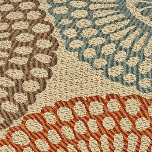 Christopher Knight Home Dahlia Outdoor Floral 8 x 11 Area Rug, Beige/Blue