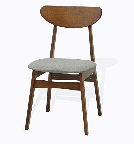 Set of 3 Dining Kitchen Round Table and 2 Yumiko Side Chairs Solid Wood w/Padded Seat Medium Brown